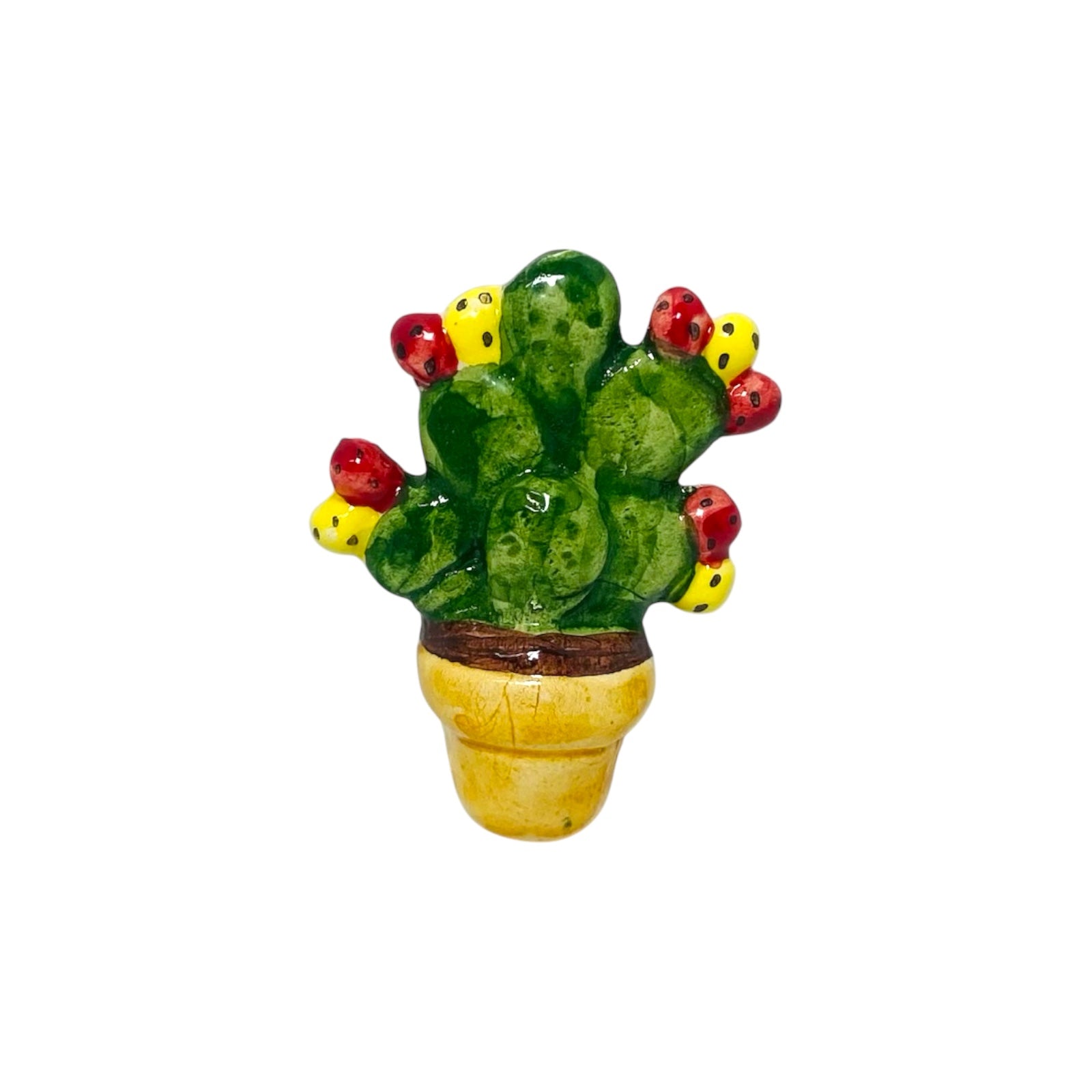 Magnet jar with prickly pear shovel in Sicilian ceramic entirely made ...